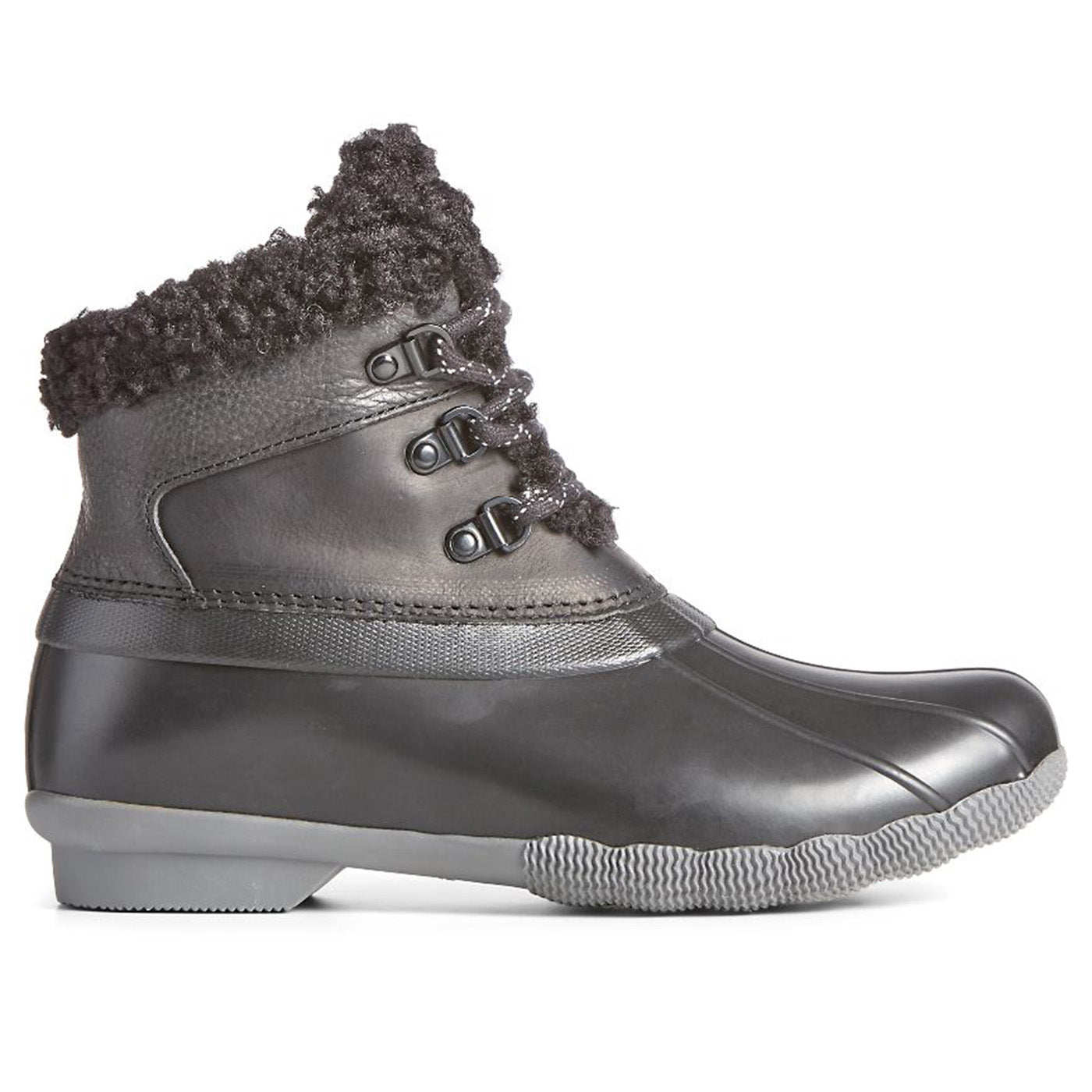 Gray and black sperry duck boots store